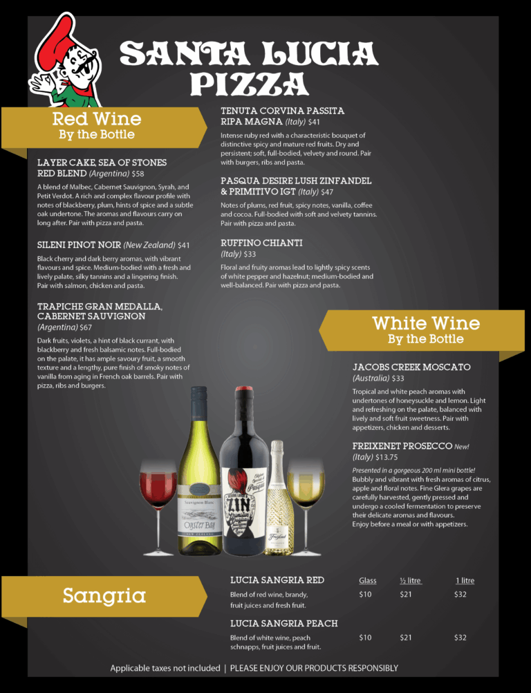 Corydon Dine In Menu - Santa Lucia Pizza